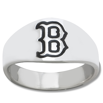 Sterling Silver Boston Red Sox Logo Enamel Ring RSO038-SS