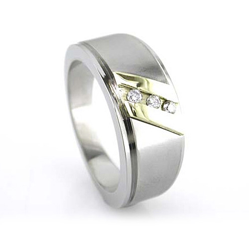 1/10 CT Diamond 10mm Titanium Ring R202D-D | Joy Jewelers