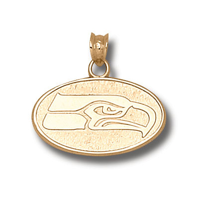 14kt Yellow Gold Seattle Seahawks Oval Pendant SEA018 | Joy Jewelers