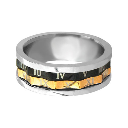 Roman Numerals Ring with PVD Gold- Stainless Steel FR2961