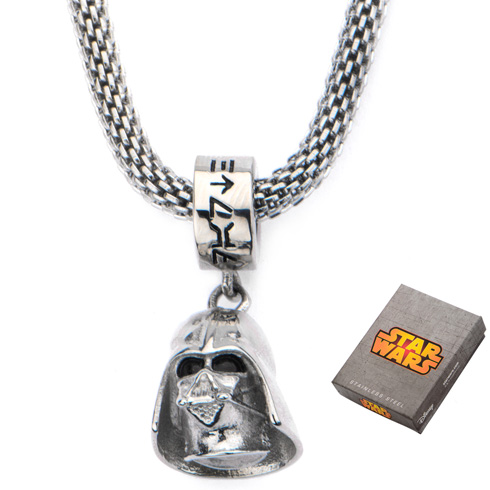 Stainless Steel Star Wars Darth Vader Charm on Mesh 16in Chain SWDV3DCH-NK2