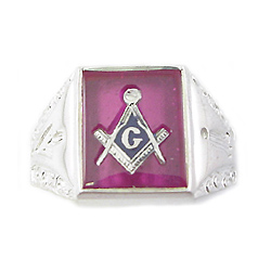 Sterling Silver Cushion Red Stone Masonic Ring RM131GXSS