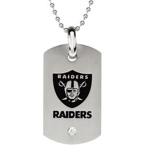 Stainless Steel Oakland Raiders CZ Dog Tag Necklace JJ24500