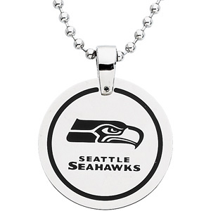 Stainless Steel Seattle Seahawks Disc 27in Necklace JJ24542