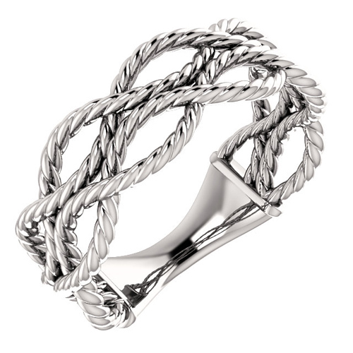 14kt White Gold Three Strand Rope Ring JJ51670W | Joy Jewelers