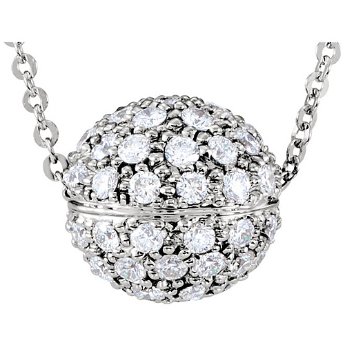 14kt White Gold 1 ct Diamond Globe Necklace JJ61517 | Joy Jewelers