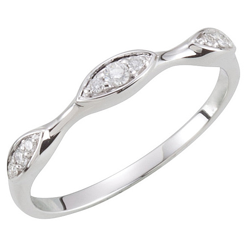 14kt White Gold Stackable 1/10 ct Diamond Pointed Oval Ring JJ64980W