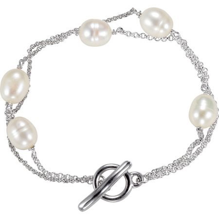 7 1/2in Freshwater Cultured Pearl Toggle Bracelet JJ650287