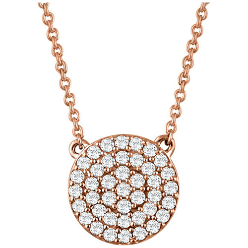 14kt Rose Gold 1/3 ct Diamond Round Cluster 18in Necklace JJ651804R
