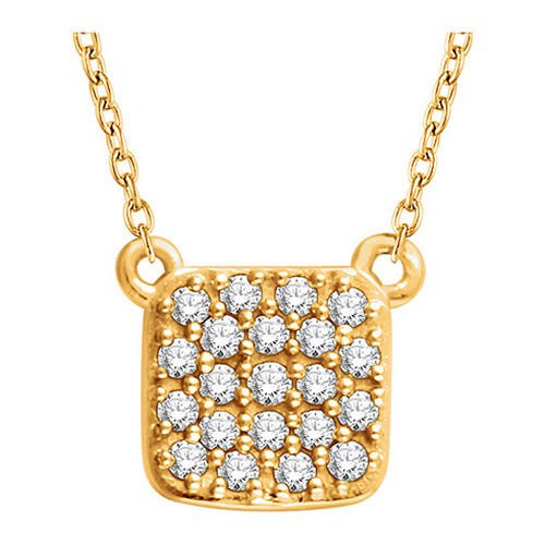 14kt Yellow Gold 1/6 ct Diamond Square Cluster 18in Necklace JJ651835Y