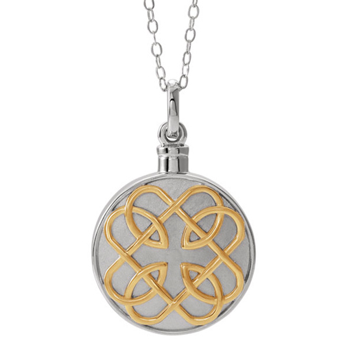 Sterling Silver 14K Yellow Gold-Plated Celtic Ash Holder Necklace JJ652259