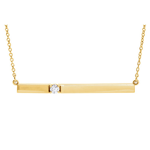 14kt Yellow Gold 1/10 ct Diamond Bar 16in Necklace JJ86089Y