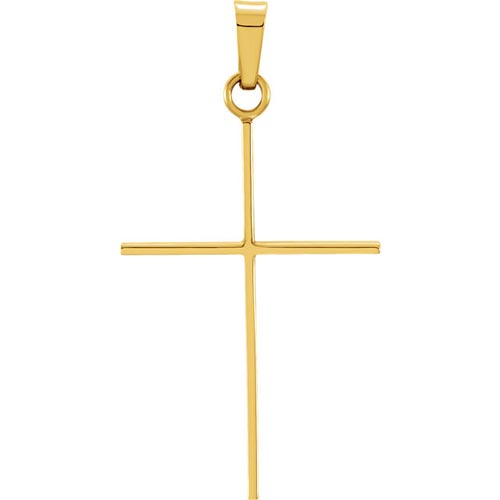14kt Yellow Gold 1in Slender Cross JJR16159L | Joy Jewelers