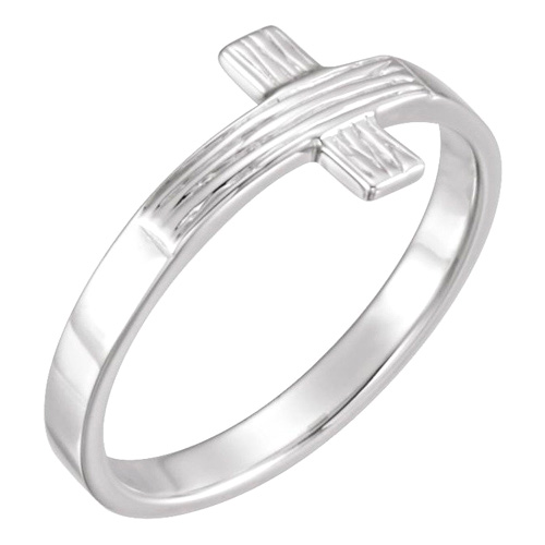14k White Gold The Rugged Cross Chastity Ring JJR16614KITWL