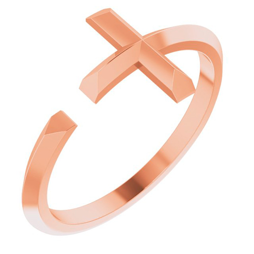 14k Rose Gold Cross Ring with Open Space Size 7 JJR43121R