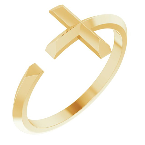 14k Yellow Gold Cross Ring with Open Space Size 7 JJR43121Y