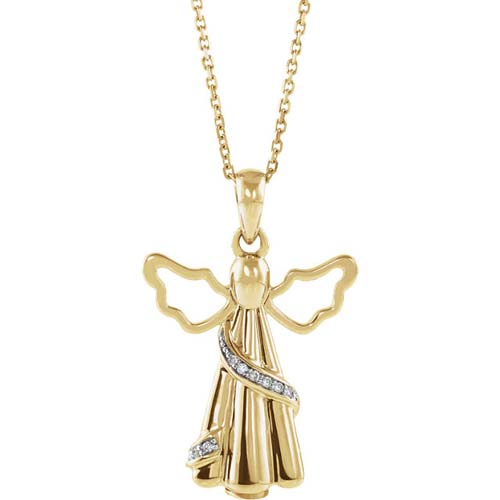 10k Yellow Gold Diamond Angel Ash Holder Necklace JJR45394Y