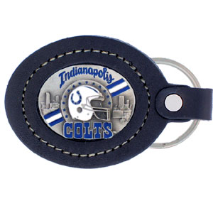 Indianapolis Colts Large Leather Key Chain FLK050 | Joy Jewelers