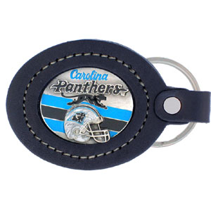Carolina Panthers Large Leather Key Chain FLK170 | Joy Jewelers