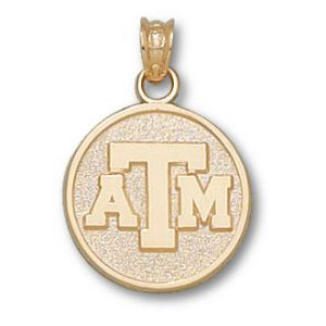 Texas A&M Round ATM Pendant 5/8in 14k Yellow Gold TAM036