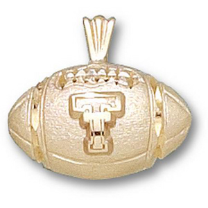 10kt Yellow Gold 1/2in Texas Tech Football Pendant TXT006-10K