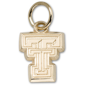 10kt Yellow Gold 3/8in Texas Tech Bevel TT Pendant TXT048-10K