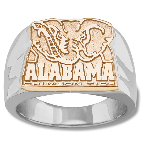 Sterling Silver 10kt Gold Men's University of Alabama Elephant Ring ...