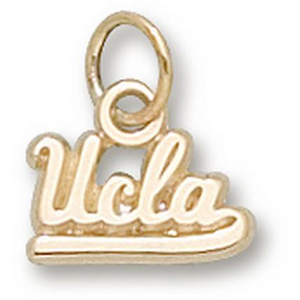 14kt Yellow Gold 1/4in UCLA Script Logo Pendant UCL012 | Joy Jewelers