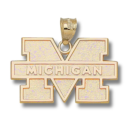 Univ of Michigan 3/4in Pendant 14kt Yellow Gold UM023 | Joy Jewelers