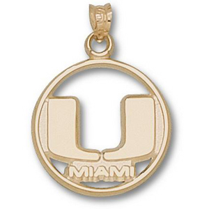 14kt Yellow Gold 3/4in University of Miami Circle Pendant UMF008