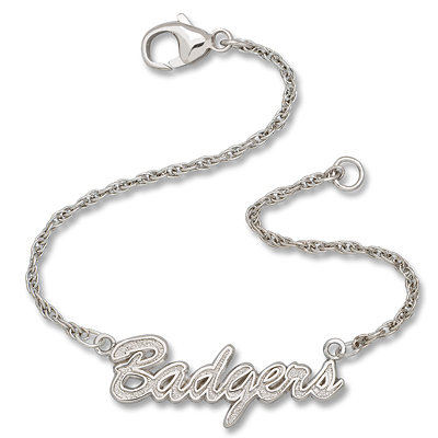 Sterling Silver 7in Wisconsin Badgers Script Bracelet UWI045BR-SS