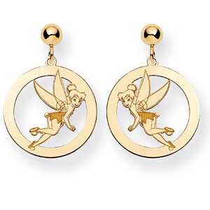 Tinker Bell Round Dangle Earrings Gold-Plated WD259GP | Joy Jewelers