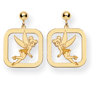 Tinker Bell Square Post Earrings Gold-Plated Sterling Silver WD261GP