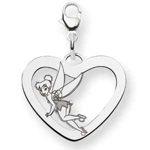 Tinker Bell Heart Charm with Clasp 5/8in Sterling Silver WD263SS