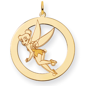 14kt Yellow Gold 1in Tinker Bell Round Pendant WD284Y | Joy Jewelers