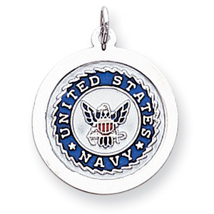 U.S. Navy Logo 7/8in Disc Charm - 14k White Gold XM490 | Joy Jewelers