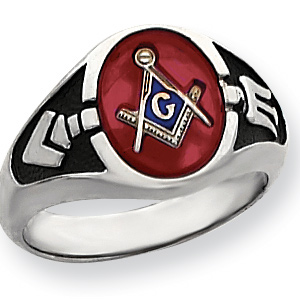 Red Oval Stone Masonic Ring - 14k Yellow Gold Y4069M | Joy Jewelers