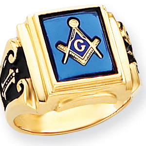 Rectangular Blue Lodge Ring - 14k Gold Y4104M | Joy Jewelers