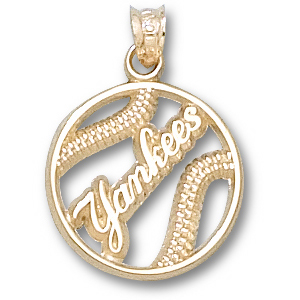 10kt Yellow Gold 5/8in New York Yankees Baseball Pendant YAN003-10K