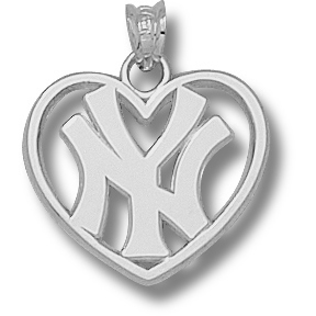 Sterling Silver 3/4in New York Yankees Heart Pendant YAN010-SS