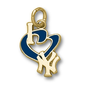 New York Yankees 1/2in Heart Pendant 14kt Gold YAN014E | Joy Jewelers