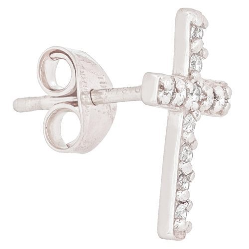 14kt White Gold .05 ct Diamond Cross Single Stud Earring B41-915320FM