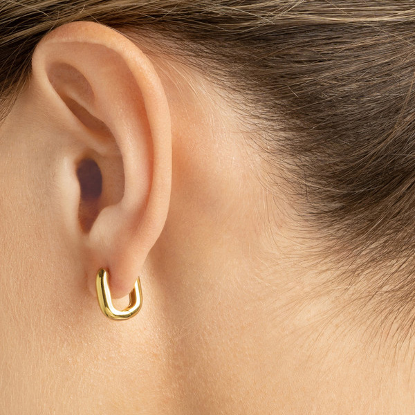14k Yellow Gold Small Oblong Hoop Earrings 1/2in Y41-012320MT