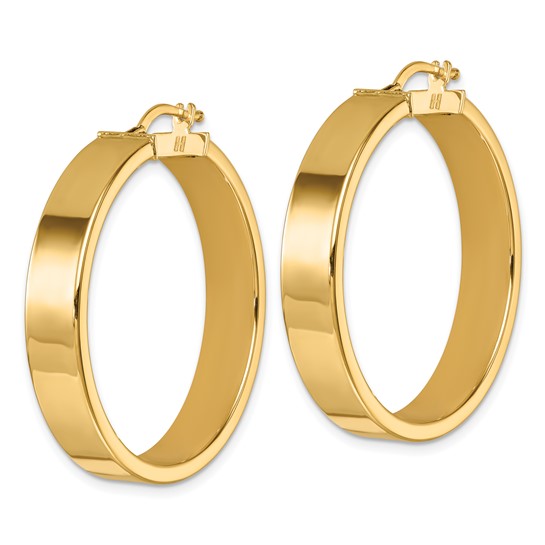 14k Yellow Gold 1.3in Flat Round Hoop Earrings 6.5mm Thick 14HRE202Y