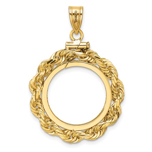 14k Yellow Gold Deluxe Rope and Diamond-cut Coin Bezel for Quarter ...
