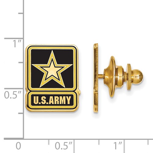 Gold-plated Sterling Silver United States Army Black Epoxy Lapel Pin ...