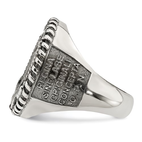 Sterling Silver Men's Miraculous Medal Ring QR6825 | Joy Jewelers