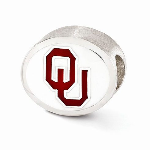 Sterling Silver Enameled University of Oklahoma Sooners Bead QRS3027E2