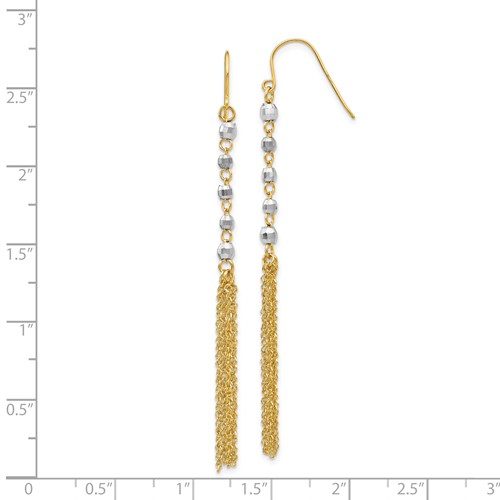 14k Two-tone Gold Bead and Tassel Earrings TH554 | Joy Jewelers