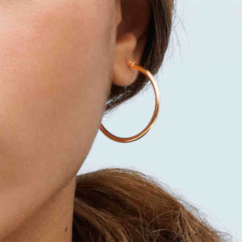 14k Yellow Gold 1.2in Classic Round Tube Hoop Earrings 2mm RI-E10-2030-Y